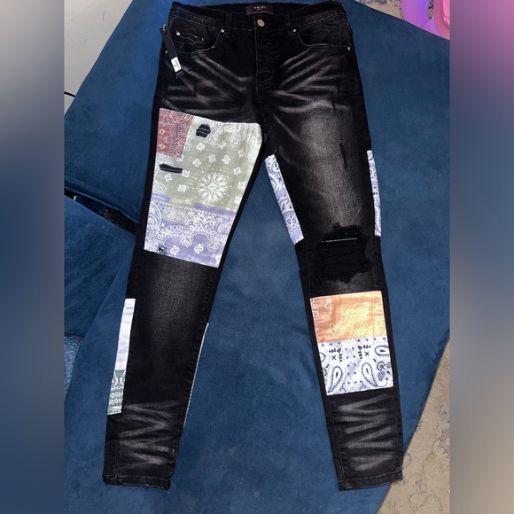 AMIRI | Jeans | Amiri Black Patchwork Skinny Jeans | Poshmark